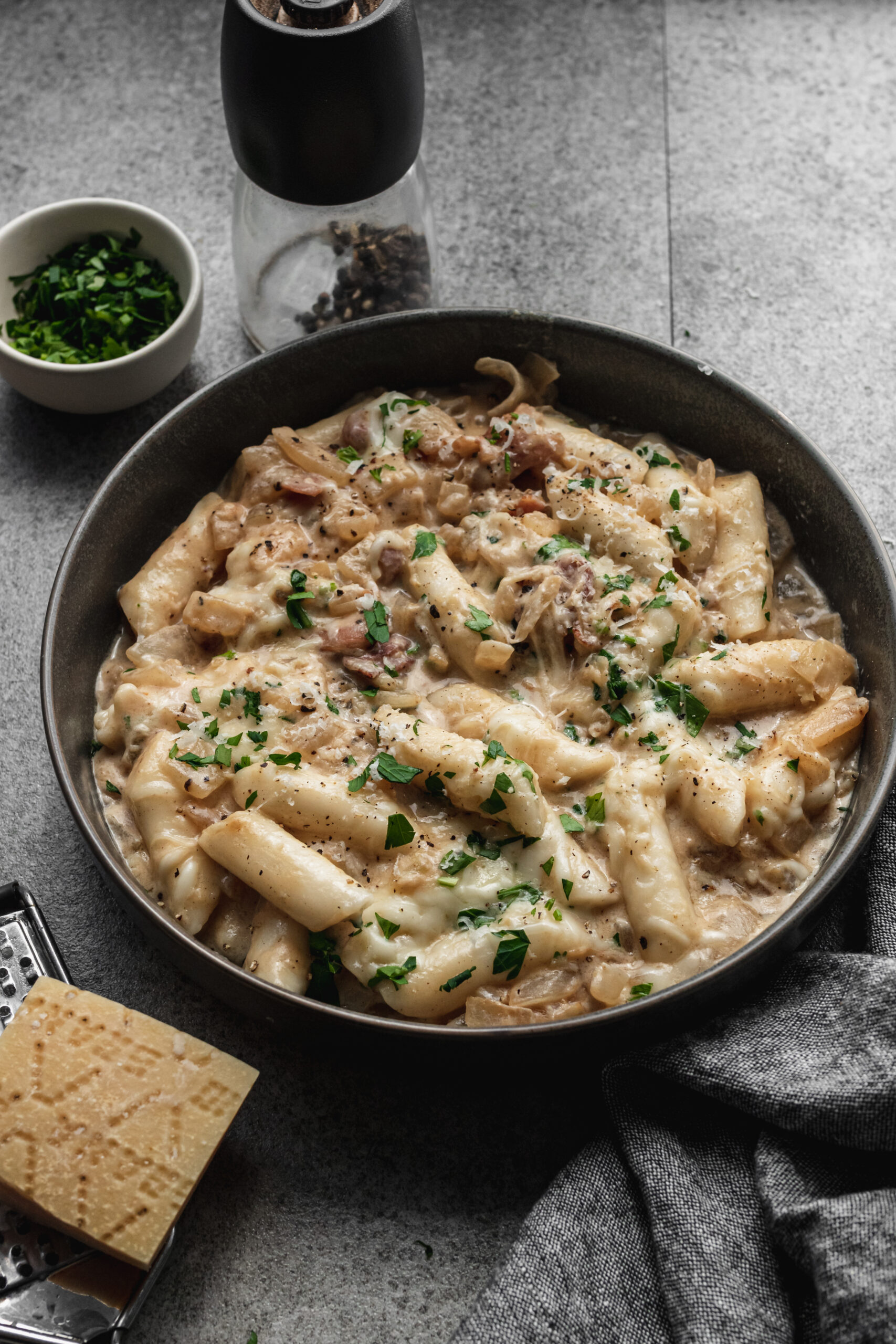 Creamy Carbonara Tteokbokki with Bacon | The Subversive Table