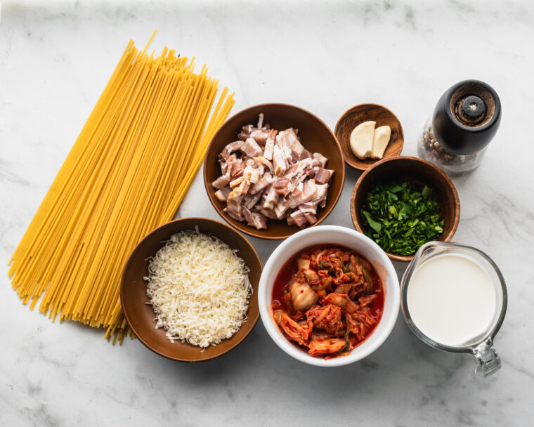Easy + Creamy Kimchi Pasta with Bacon | The Subversive Table