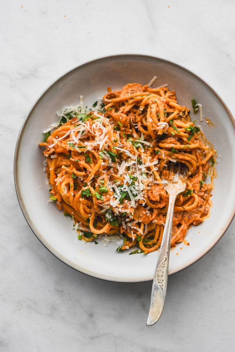 Easy + Creamy Kimchi Pasta with Bacon | The Subversive Table