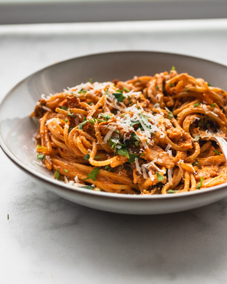 Easy + Creamy Kimchi Pasta with Bacon | The Subversive Table